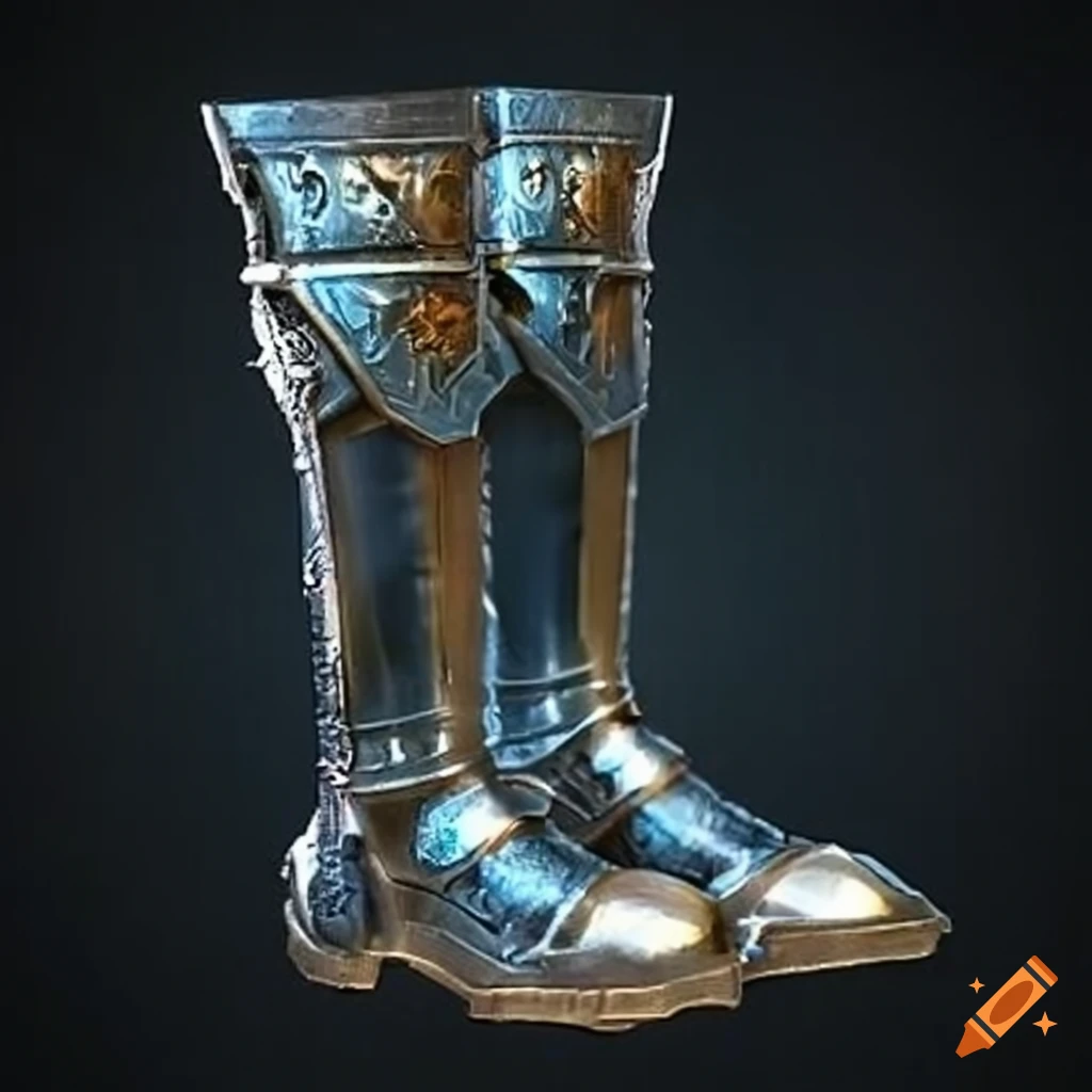 Adorned mithril plated knight boots for rpg game inventory on Craiyon