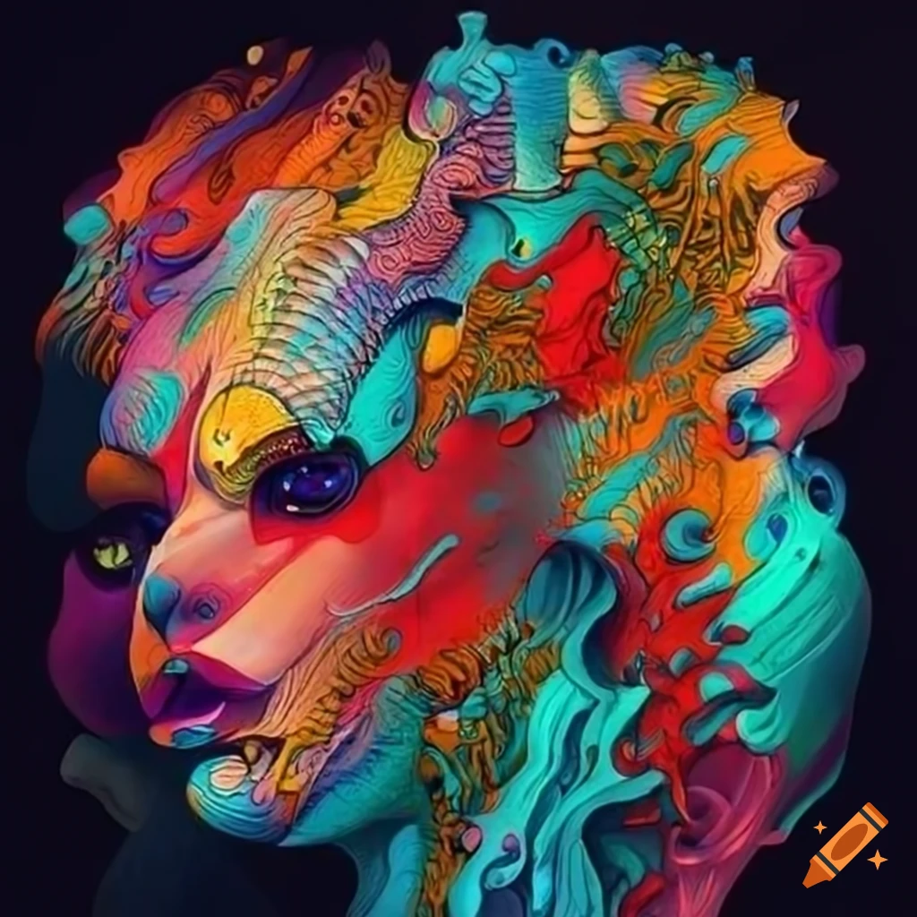 Intricately detailed abstract art with a cartoon-inspired design on Craiyon