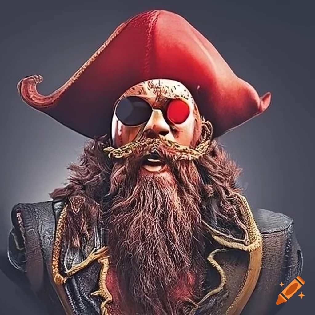 Captain Red Beard pirate with sunglasses on Craiyon