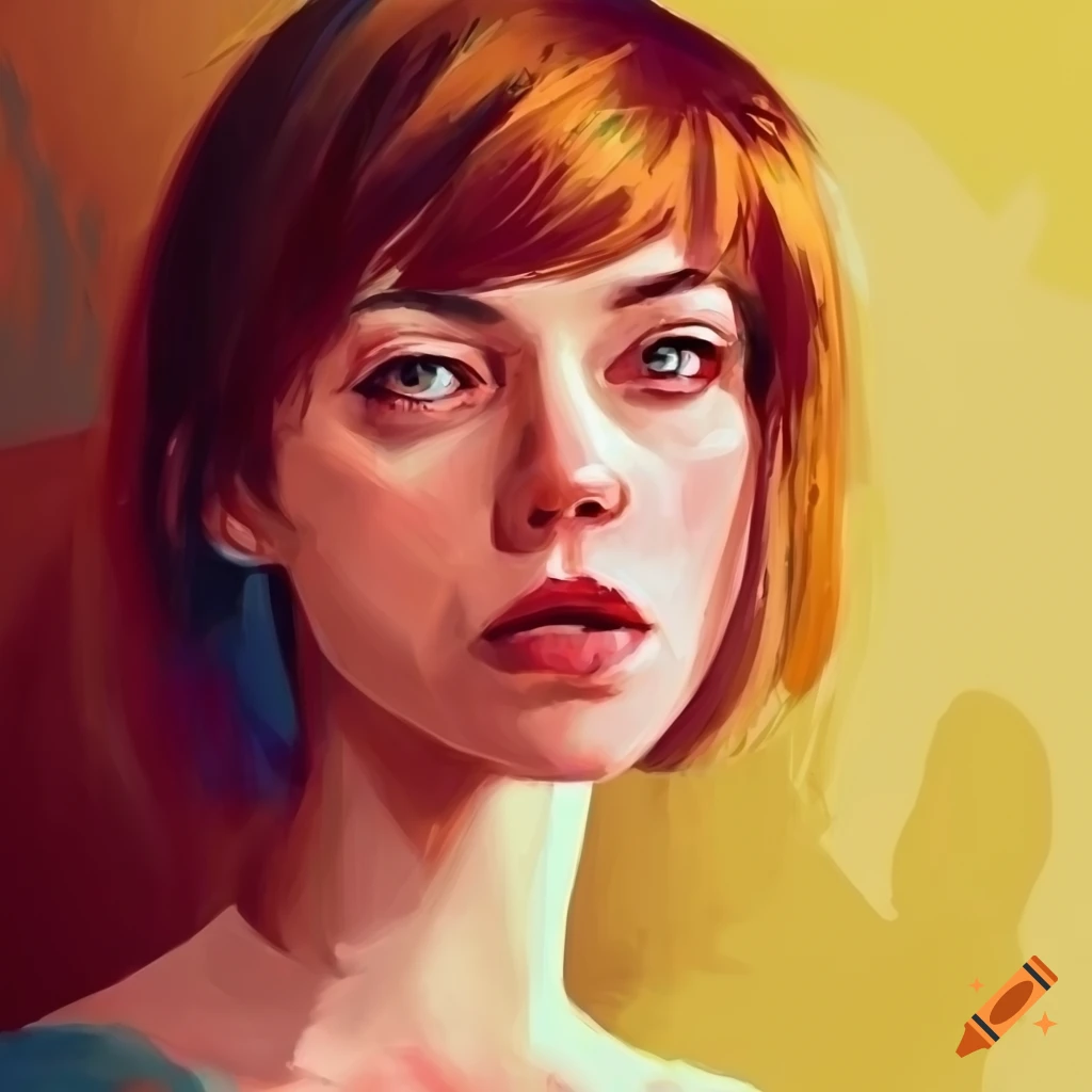 Portrait of a generic woman in bland attire with neutral expression on ...