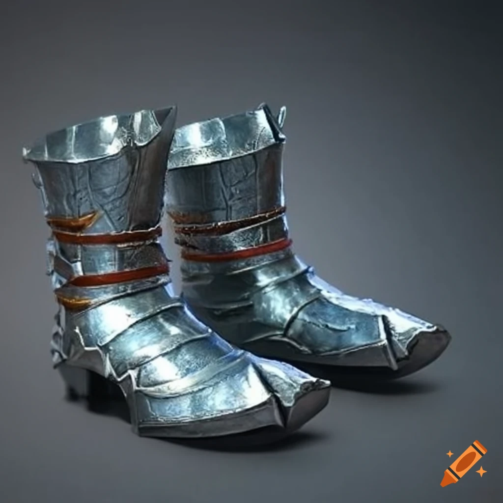 Adorned mithril plated knight boots for rpg game inventory on Craiyon