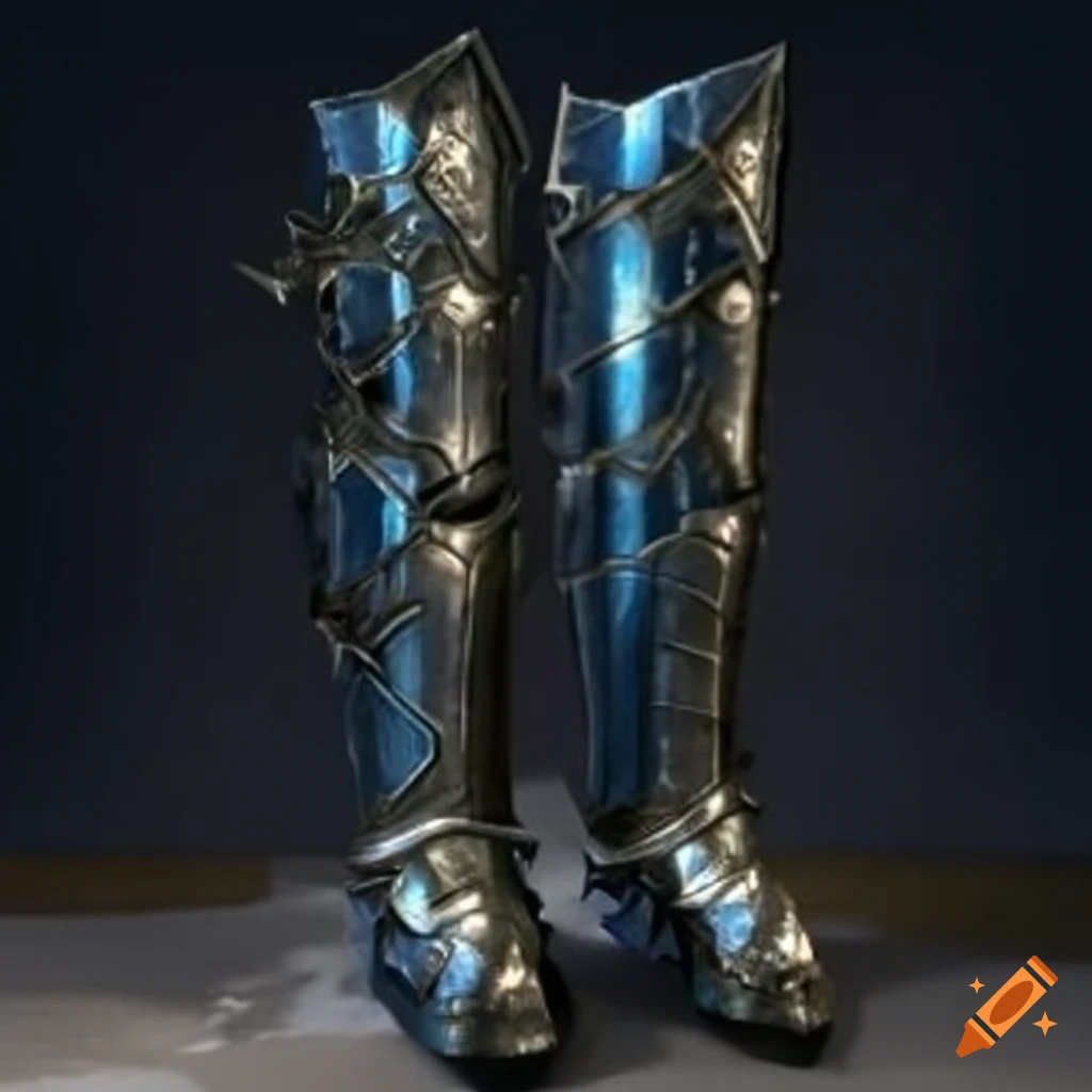 Adorned mithril plated knight boots for inventory leg armor slot in rpg ...