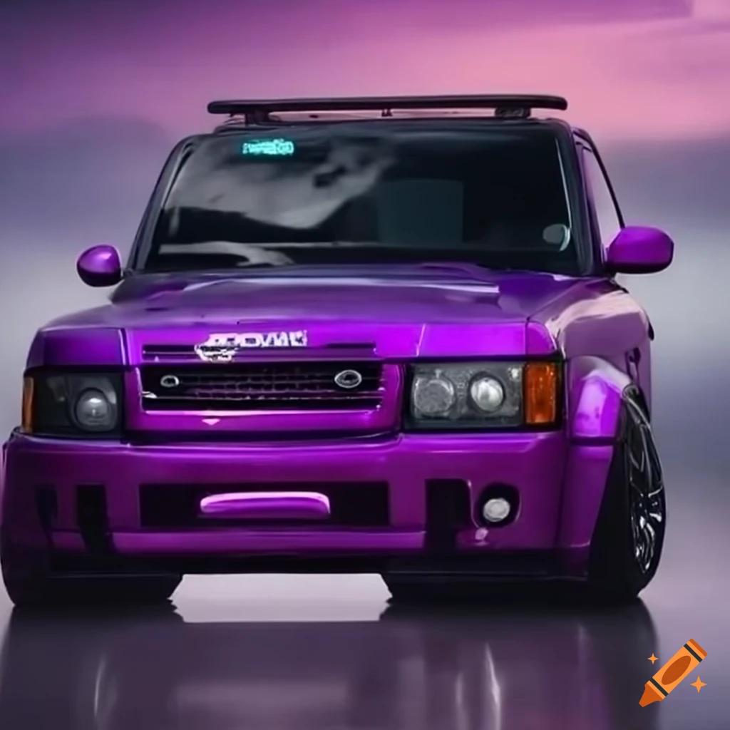 Custom 2004 Land Rover HSE with lowered ultra-wide body kit on Craiyon