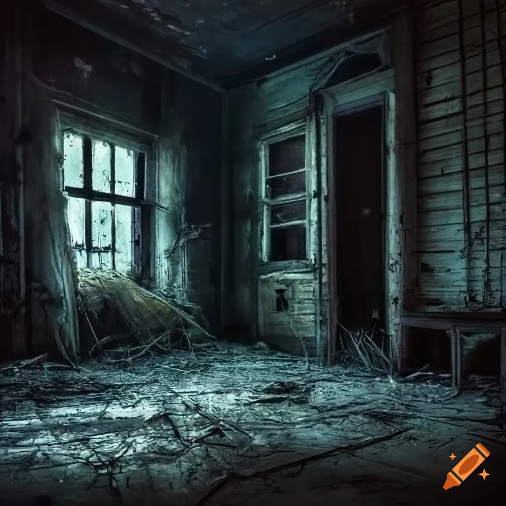 Abandoned dusty room with cobwebs and old furniture on Craiyon