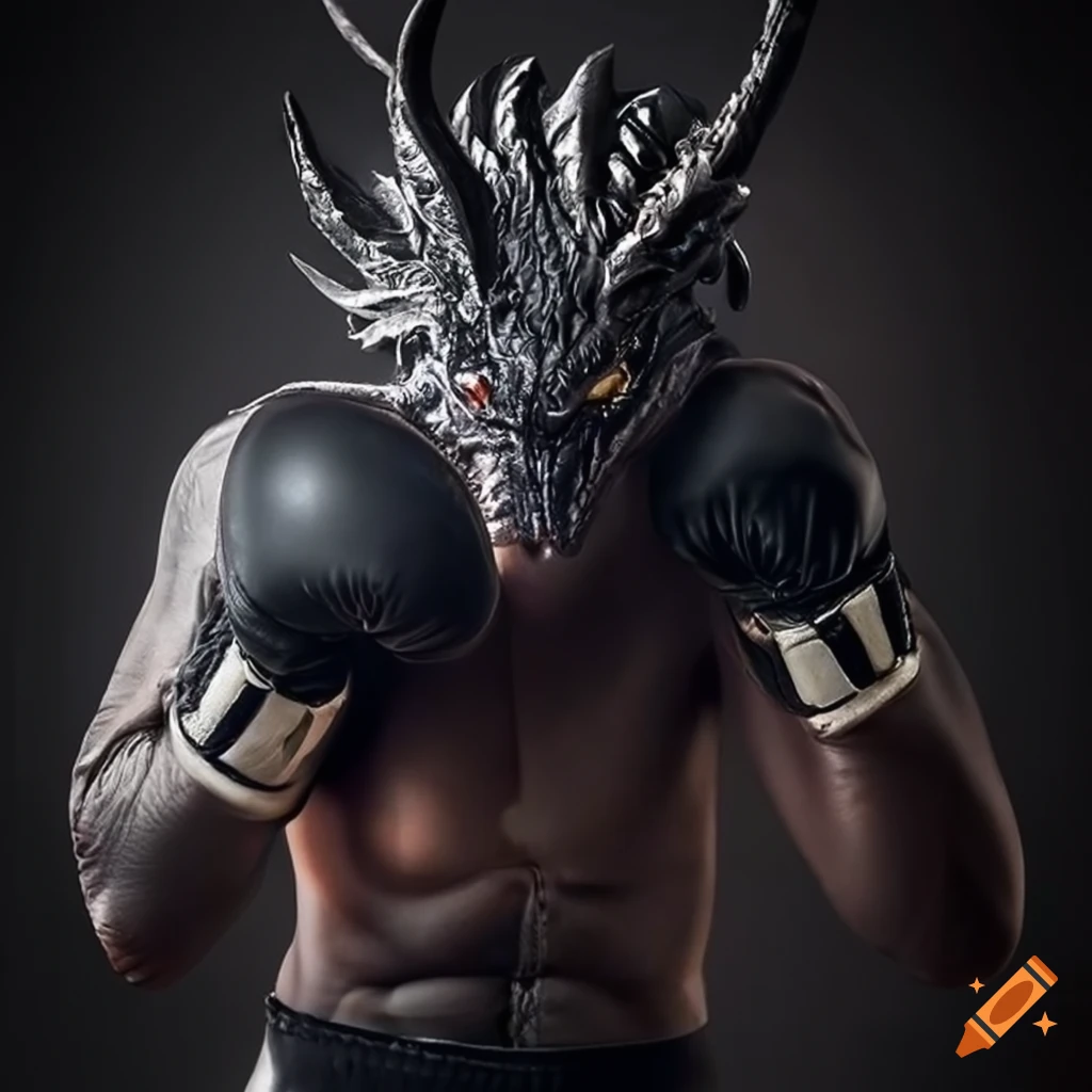Black Dragon with boxing gloves on Craiyon