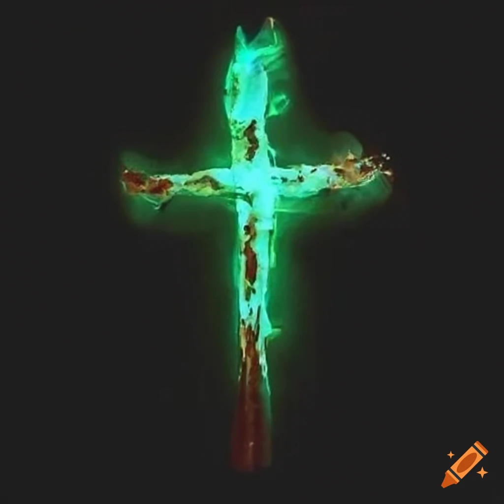 Half burnt half glowing cross on Craiyon