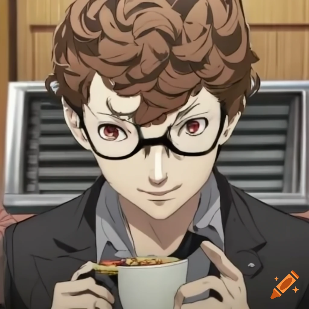 Persona 5 protagonist enjoying a sandwich at Subway on Craiyon