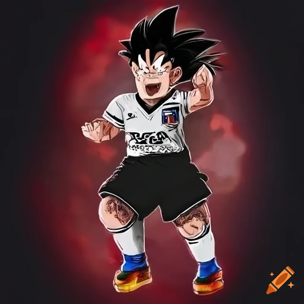 Goku with colo-colo soccer team on Craiyon
