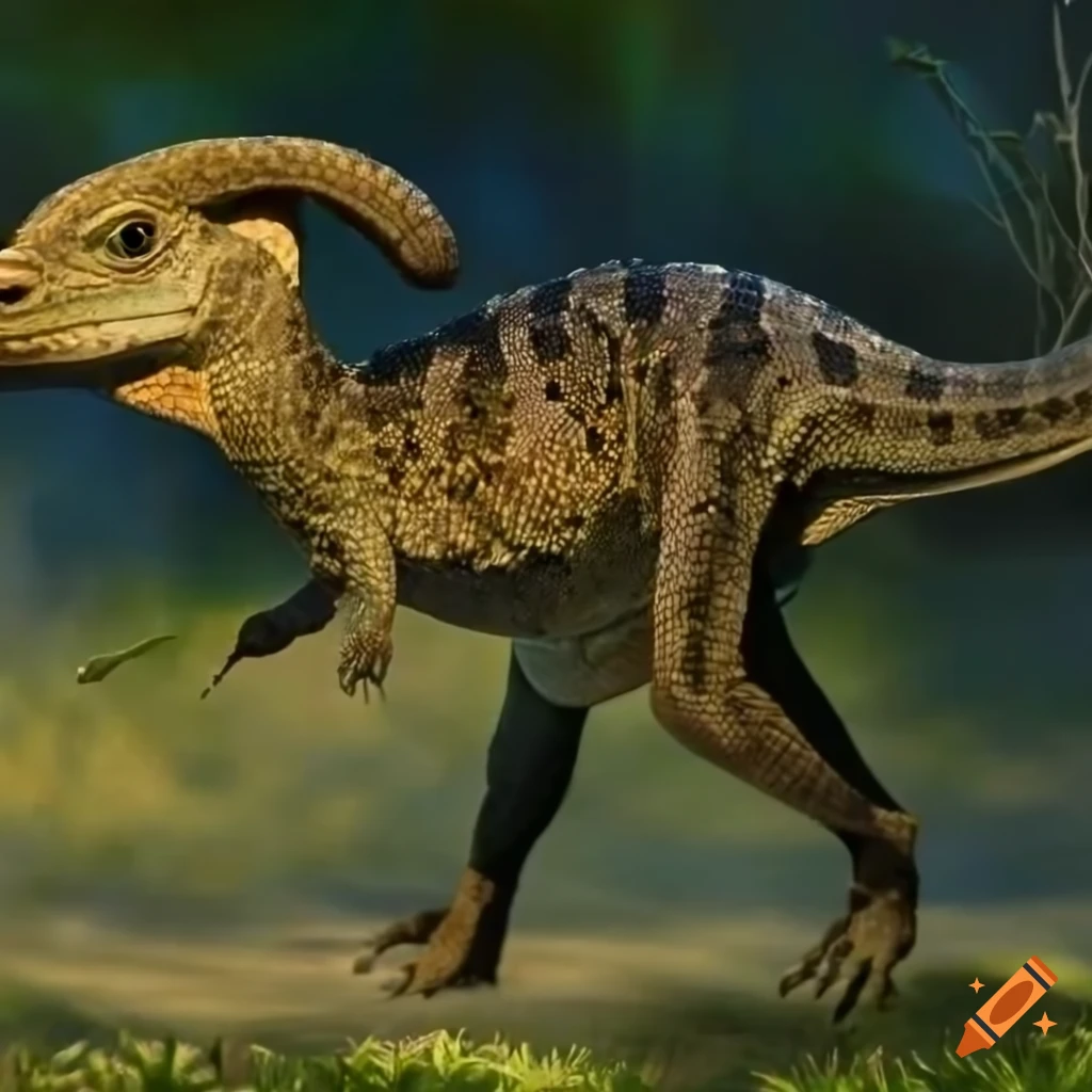Quadrupedal parasaurolophus with collared lizard color pattern in a ...