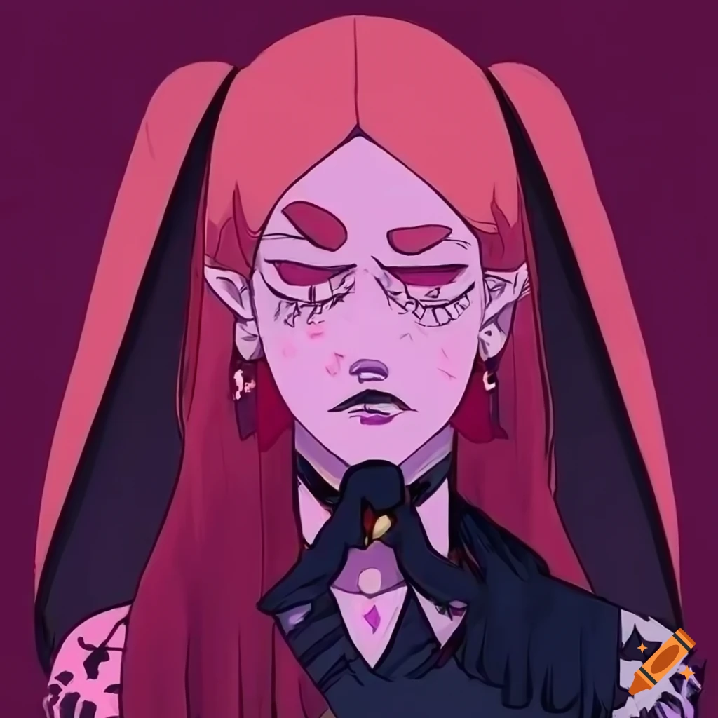 Illustration of goth character in various styles on Craiyon