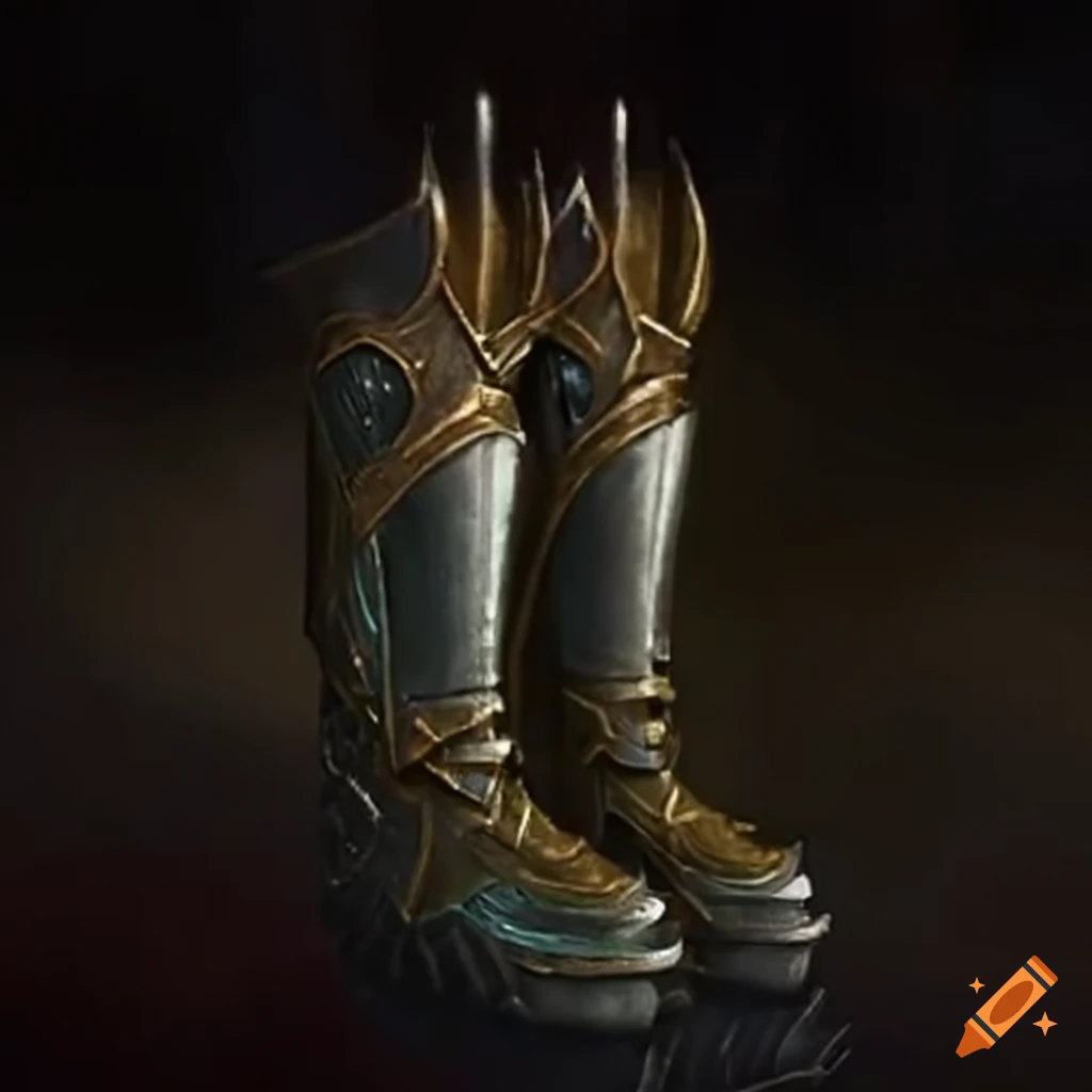 Enchanted mithril boots for RPG game knight's armor on Craiyon