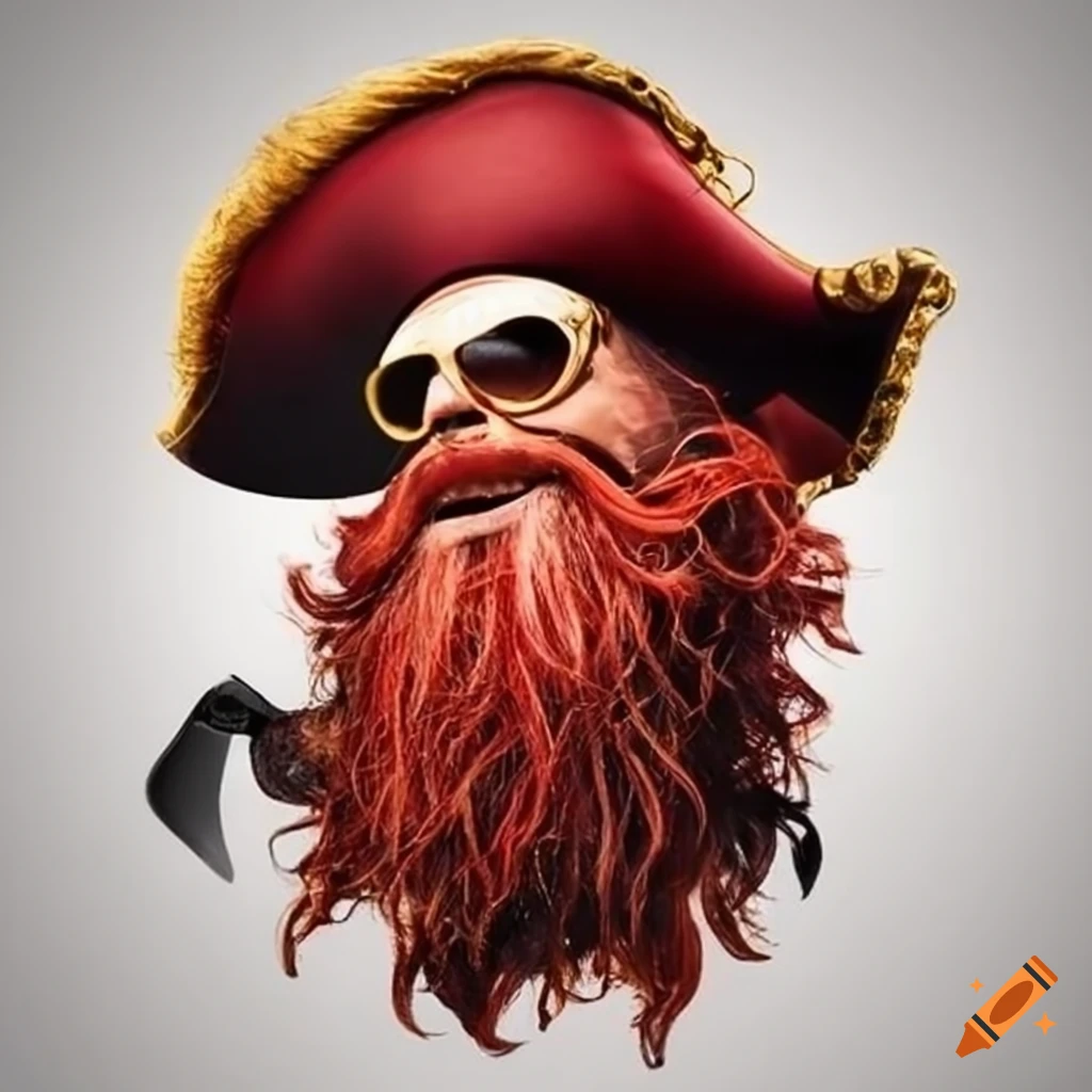 Captain Red Beard pirate wearing sunglasses on Craiyon