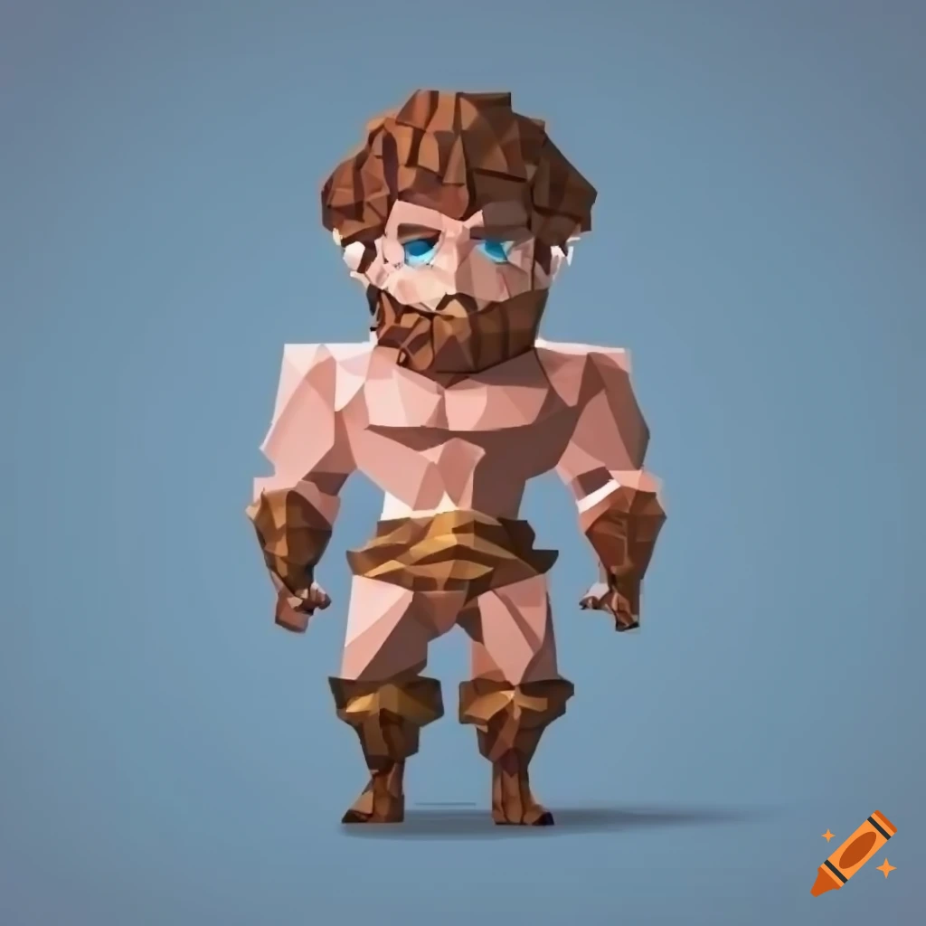 Small medieval hercules in low poly style t-pose on Craiyon