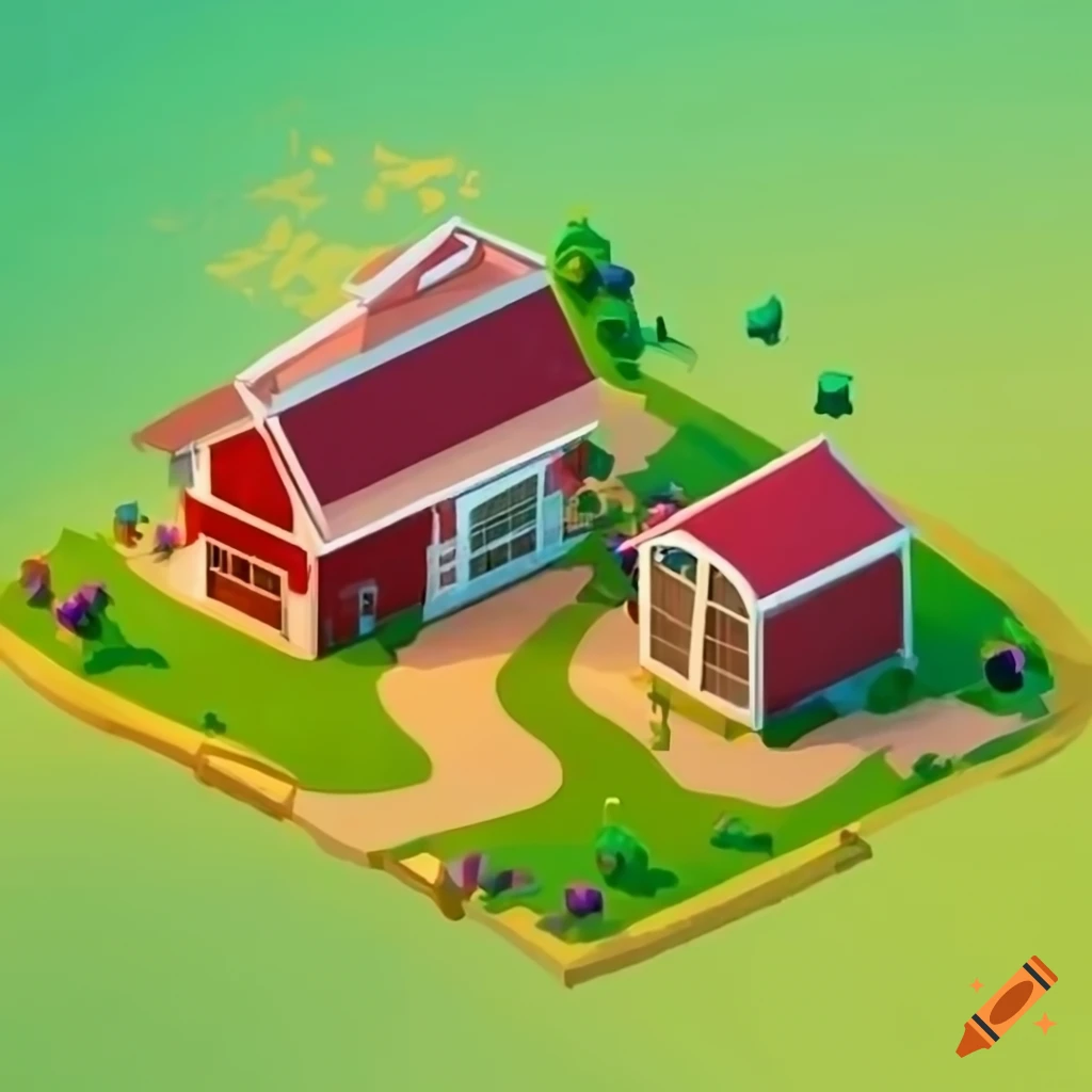 Isometric farm view on Craiyon