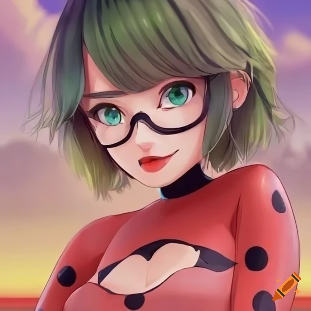 Cute female ladybug anime character in a forest setting on Craiyon