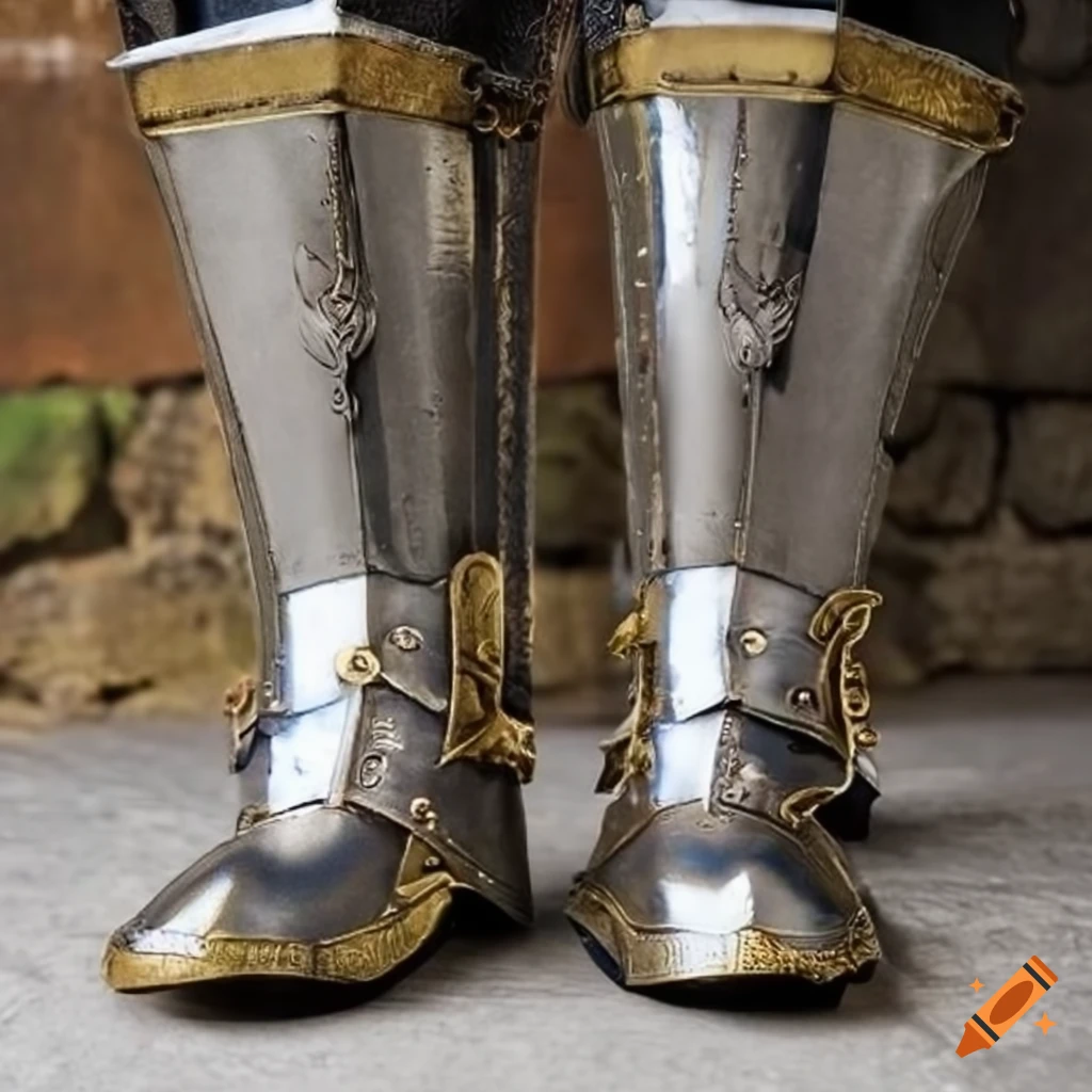 Adorned mithril plated knight boots for rpg inventory leg armor slot on ...