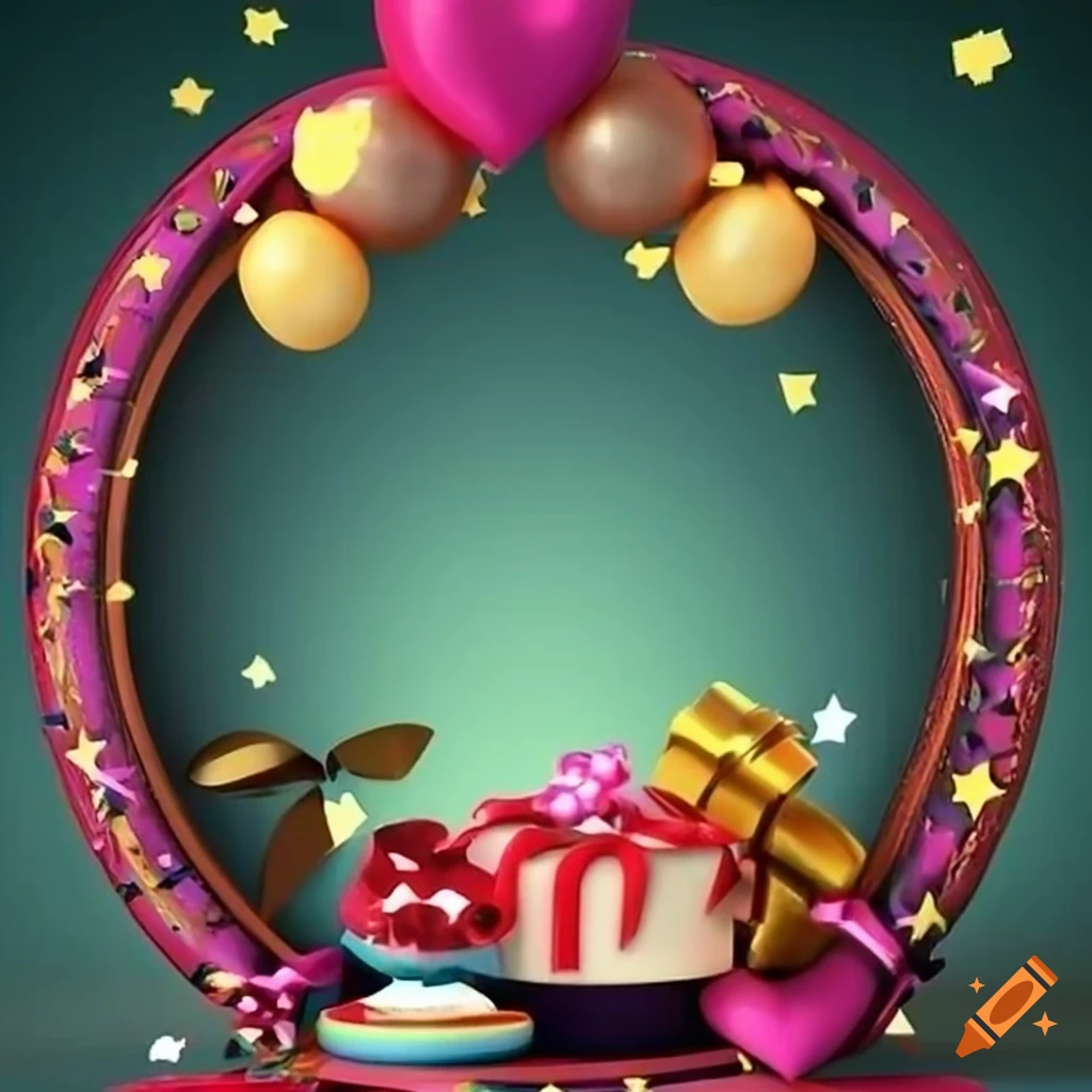 Decorated frame with words 'kak lieza' and date '23' surrounded by 3d ...