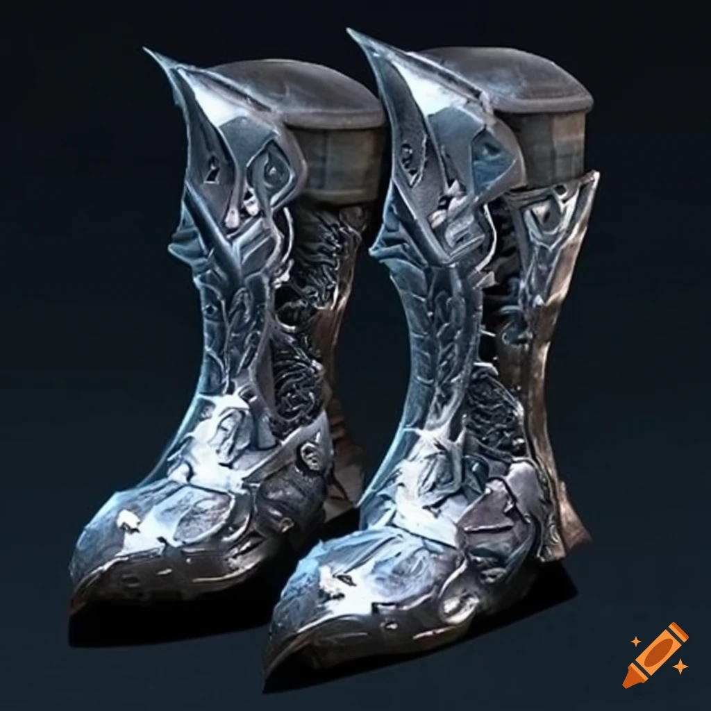 Adorned mithril plated knight boots for rpg game inventory leg armor ...