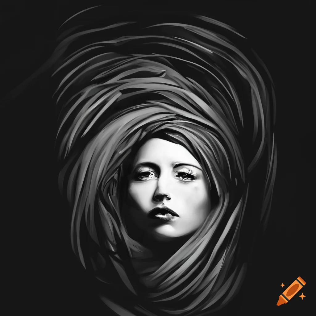 Abstract black and white vertical illustration representing ...