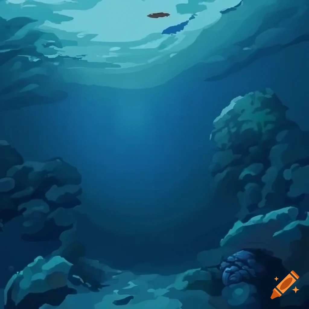 Deep sea underwater pixel art with dark blue tones on Craiyon