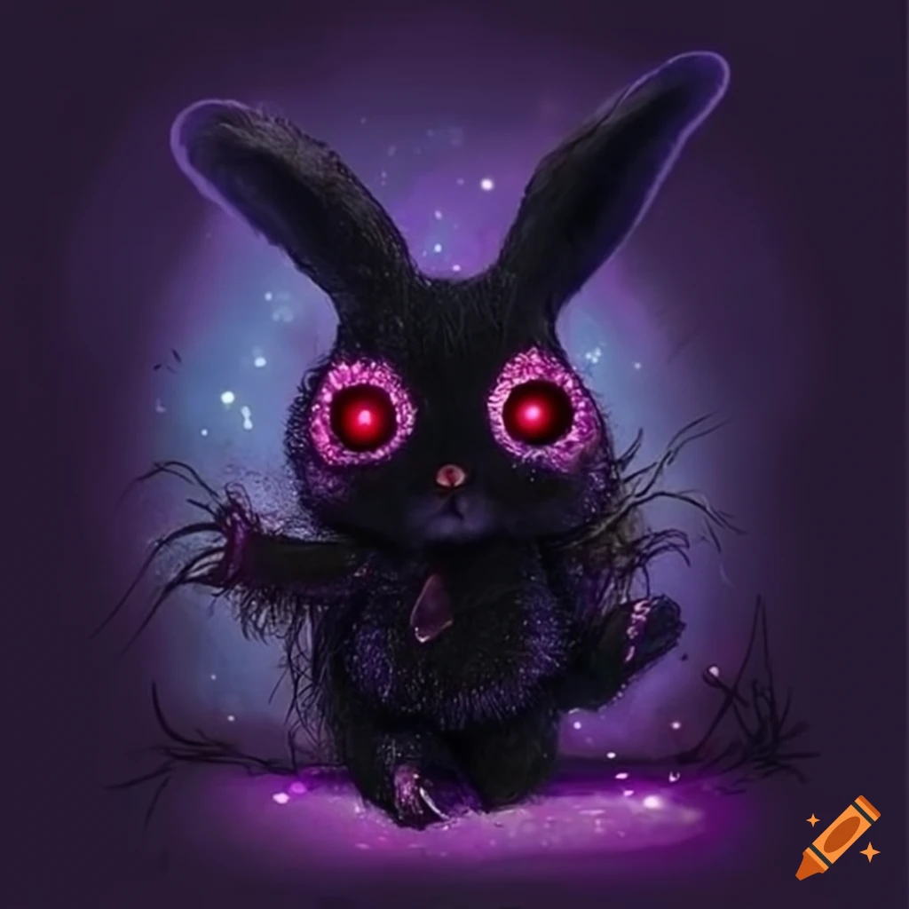Magical and spooky black rabbit with glitter on Craiyon