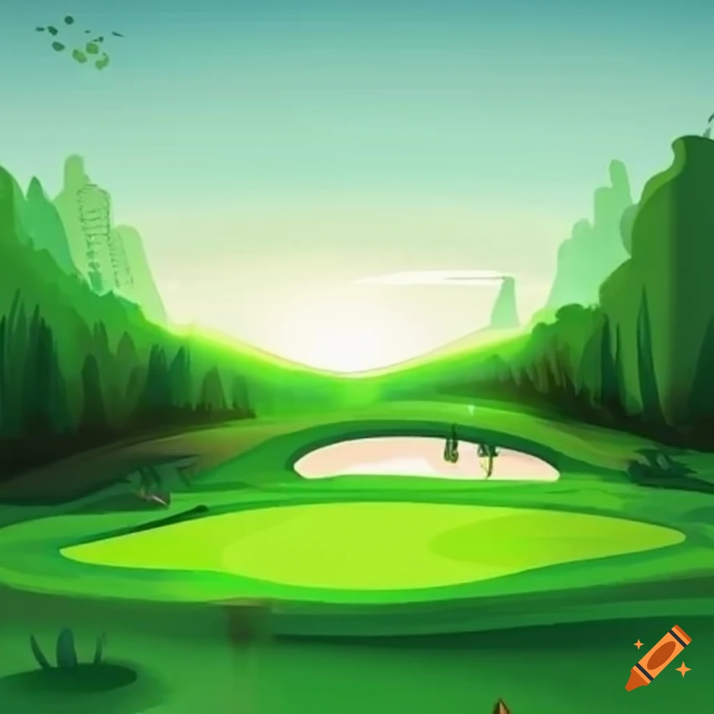 Cartoon golf course on Craiyon