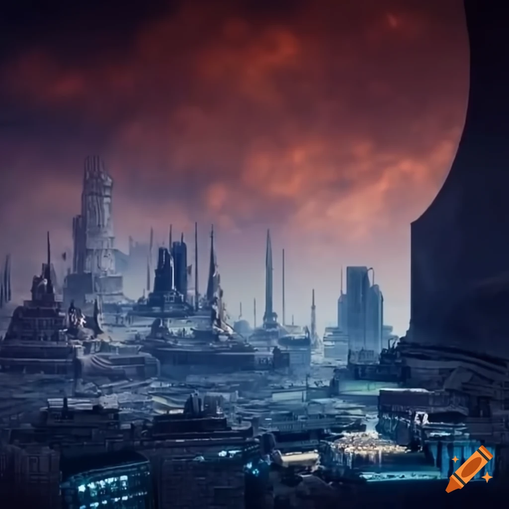 Star Wars utopia city with spaceport and castles on Craiyon