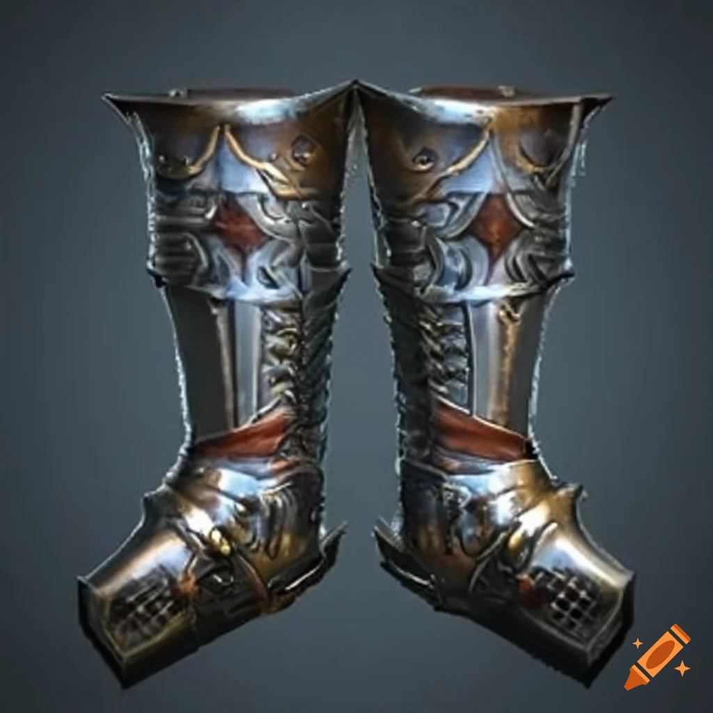 Adorned mithril plated knight boots for rpg game's leg armor slot on ...