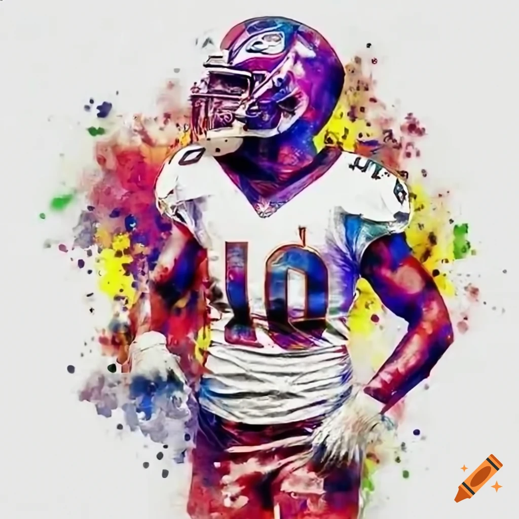 Football player in a unique uniform with combined NFL team logos on Craiyon