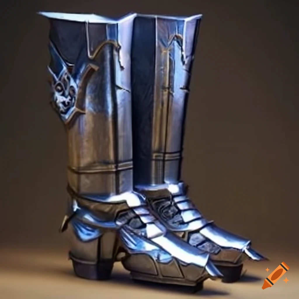 Adorned mithril plated knight boots for rpg inventory leg armor slot on ...