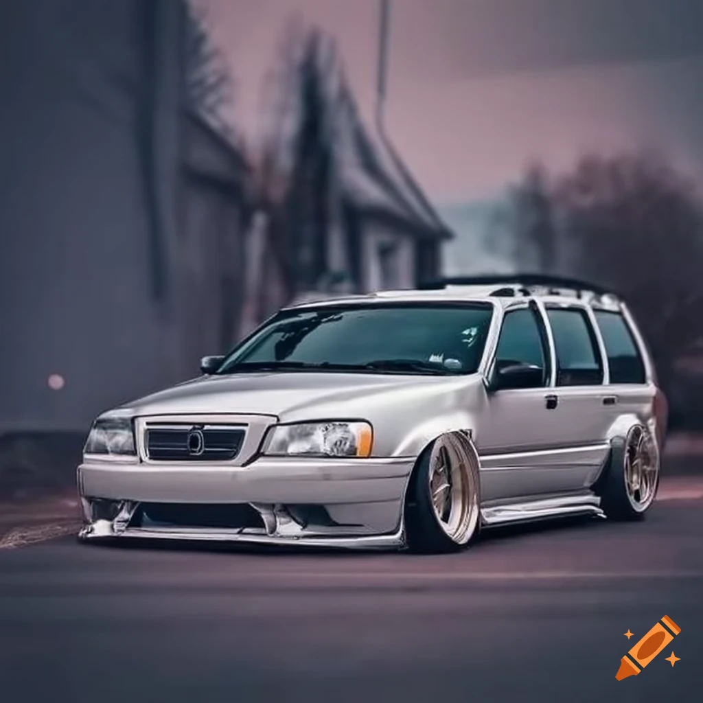 Modified volvo v70 2000 with lowered suspension and widebody kit on Craiyon