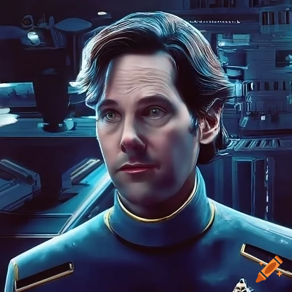 Young bumbling space janitor in the warp core engine room of starship ...