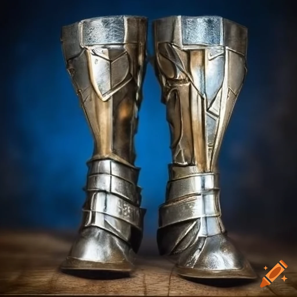 Medieval mithril-plated knight magic boots for rpg game inventory leg ...