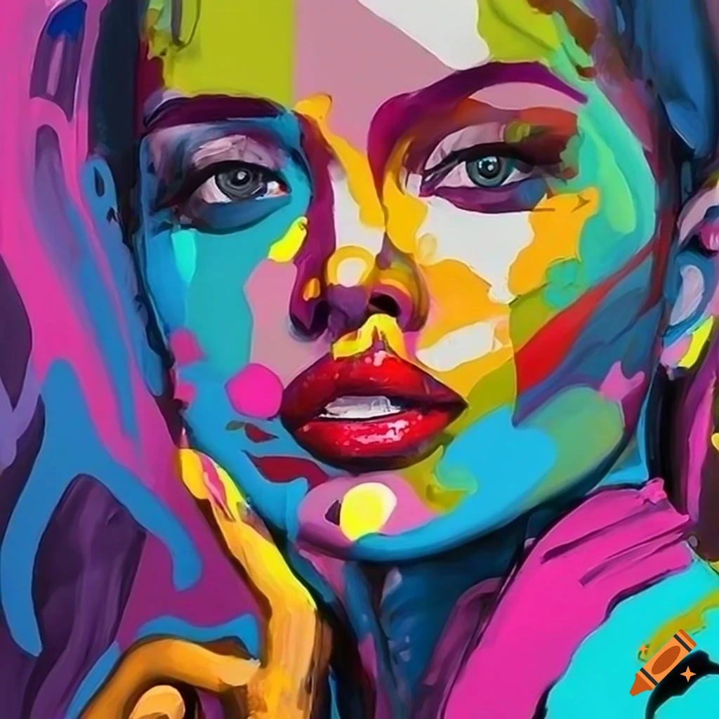 Pop abstract portrait painting on Craiyon