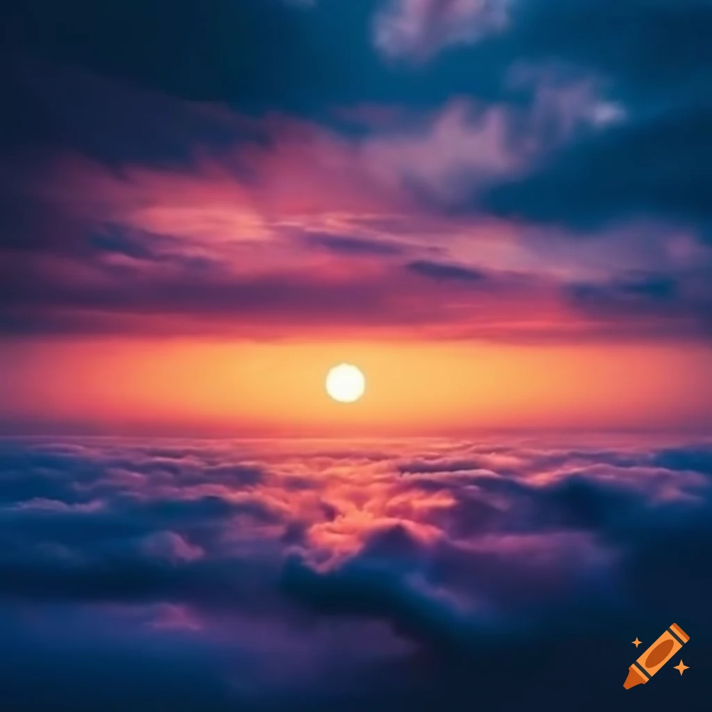 Fallen celestial being in cloudy sunset sky on Craiyon