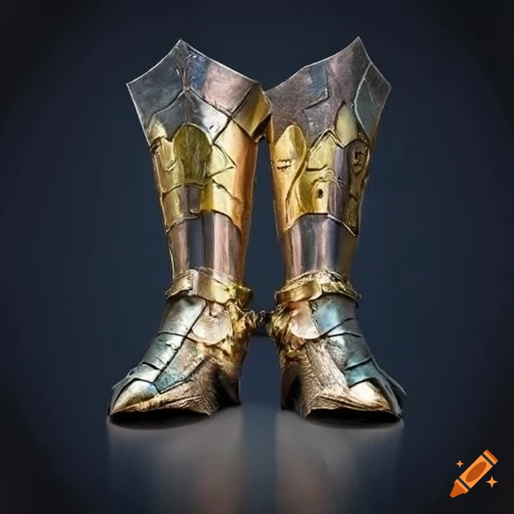 Adorned mithril plated knight boots for leg armor slot in RPG game on ...