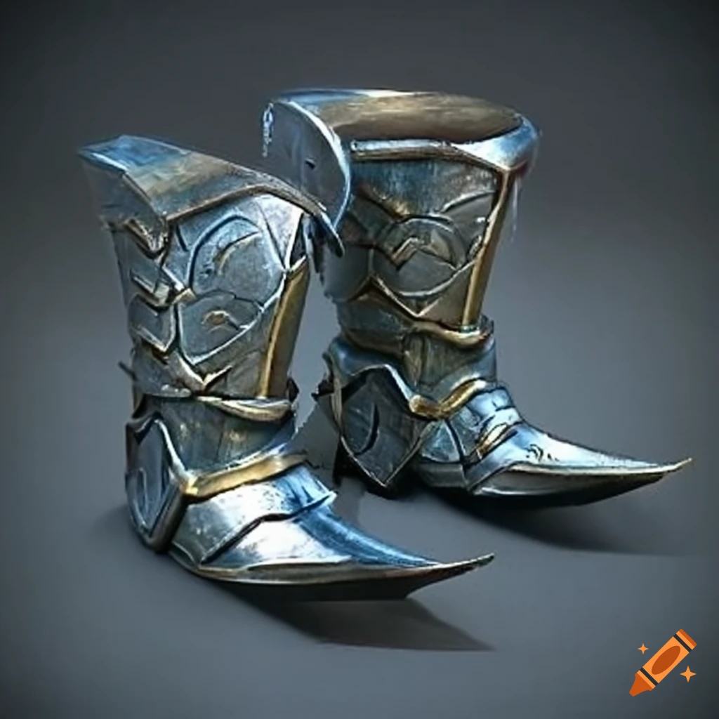 Adorned mithril plated knight boots for rpg game inventory leg armor ...