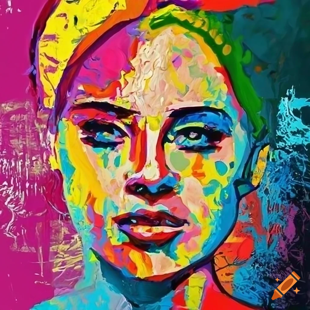 Abstract portrait painting with a pop art style on Craiyon