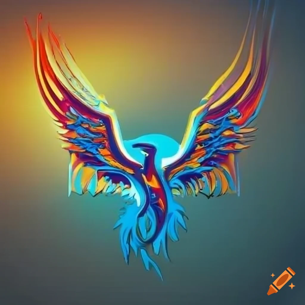 Vibrant phoenix logo for a basketball team in blue and yellow colors on ...