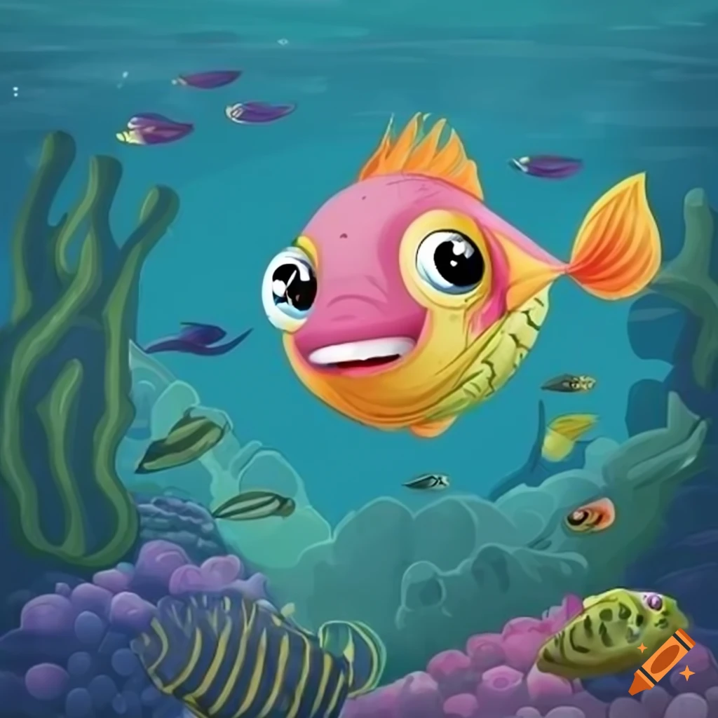 Friendly fish searching for friends in the underwater world on Craiyon