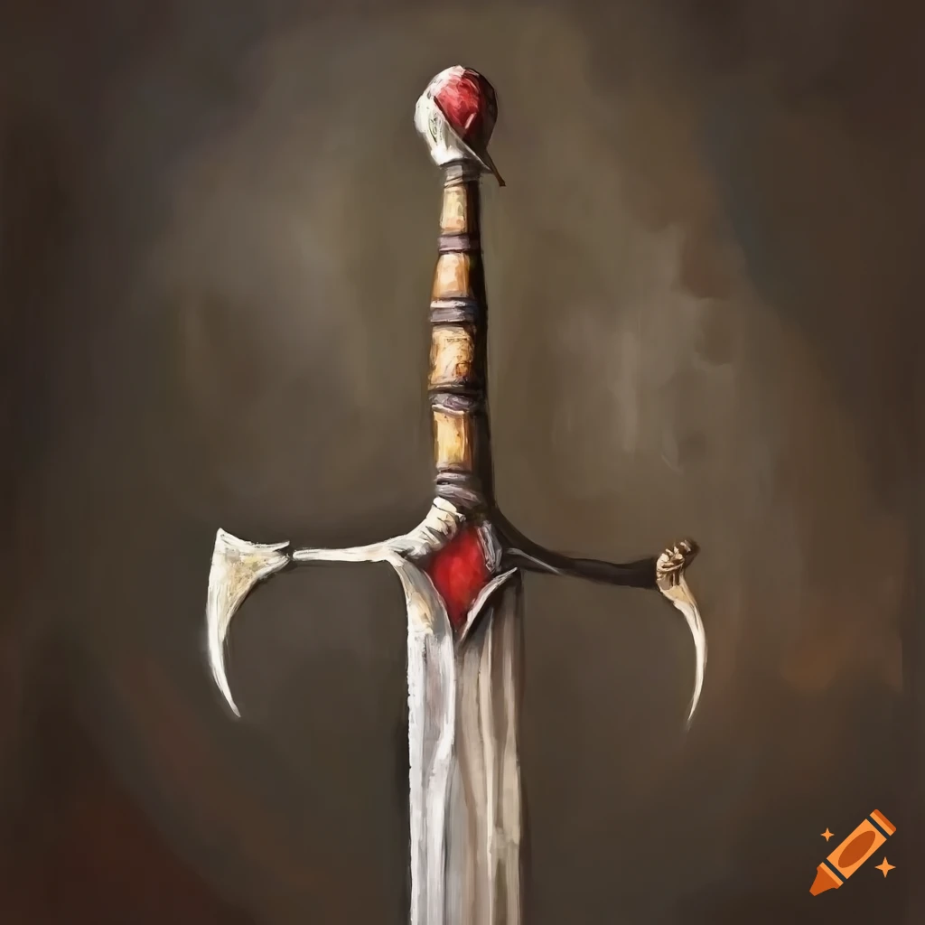 Intricately detailed oil painting of a medieval glaive on Craiyon