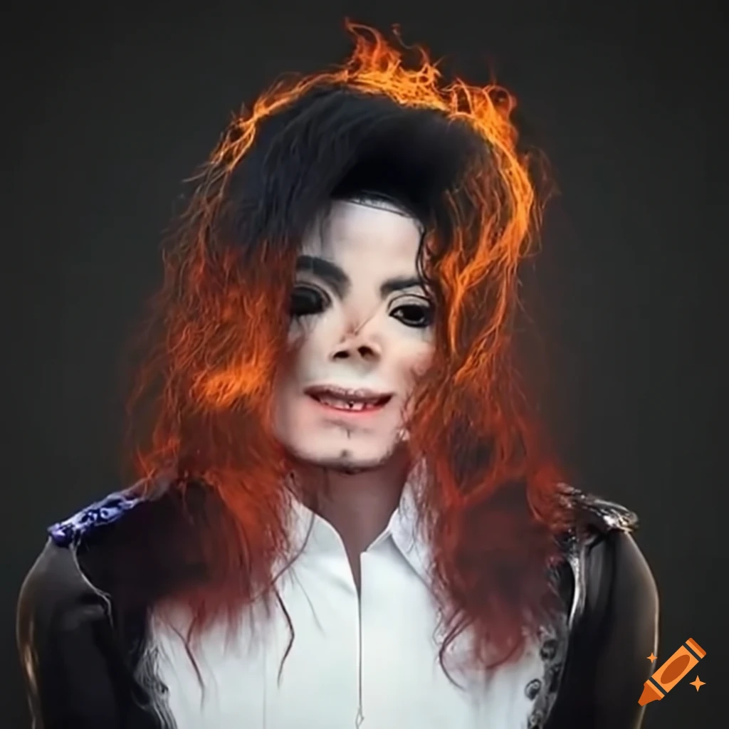 Person with hair on fire resembling michael jackson on Craiyon