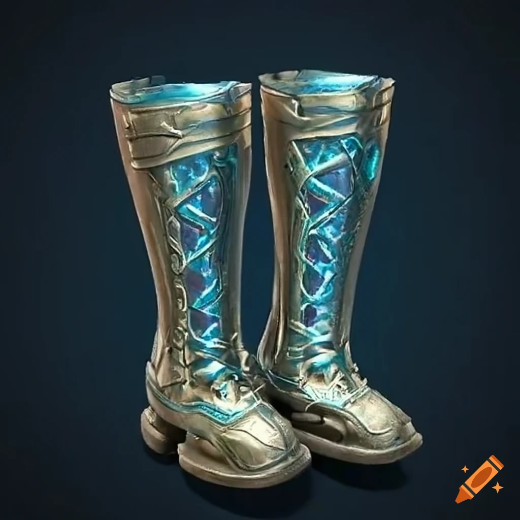 Enchanted mithril boots for RPG game knight's armor on Craiyon