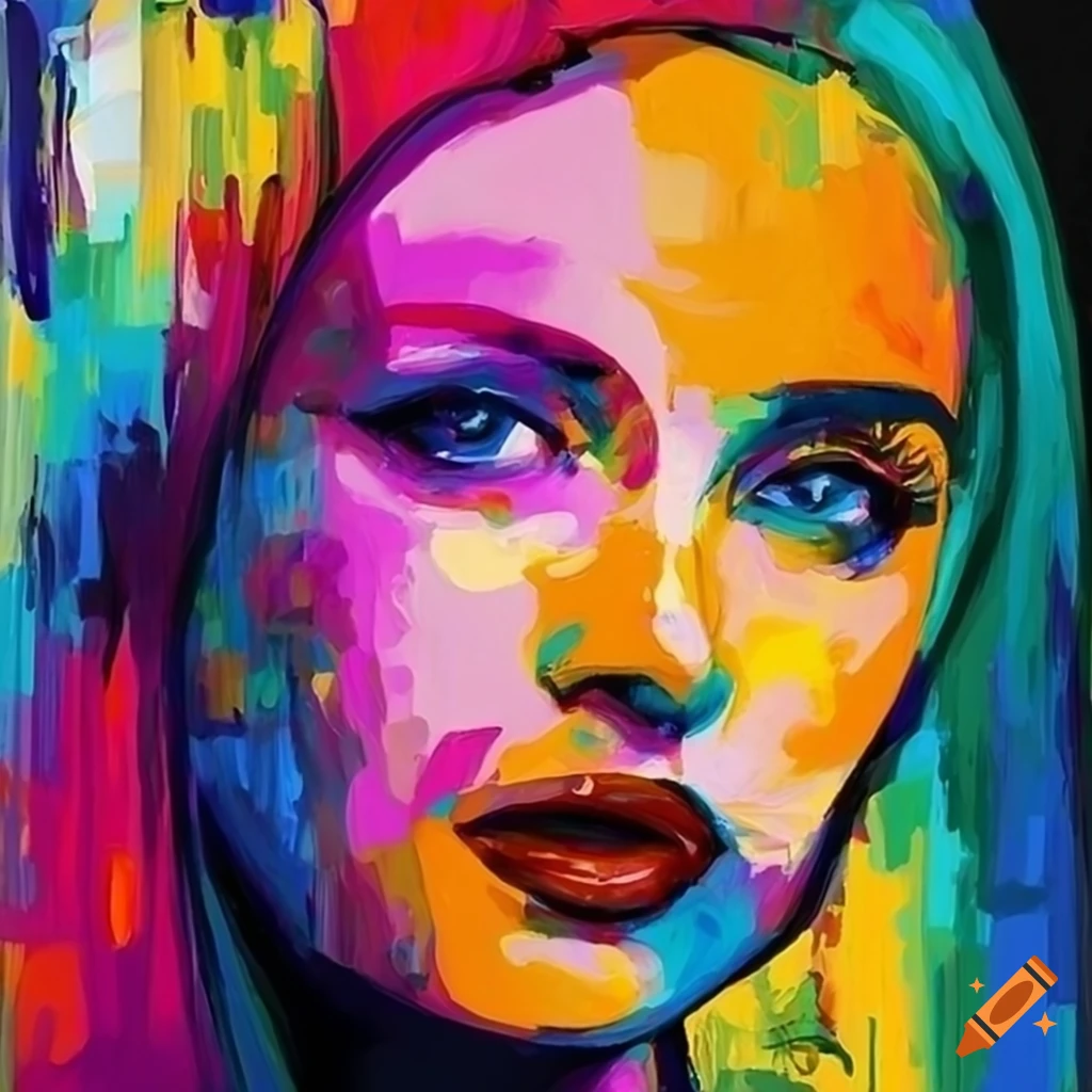 Pop abstract portrait painting on Craiyon