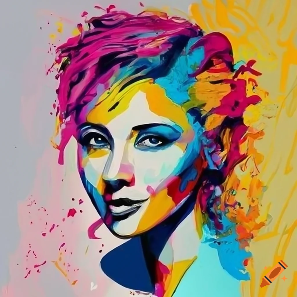 Abstract portrait painting in pop art style on Craiyon