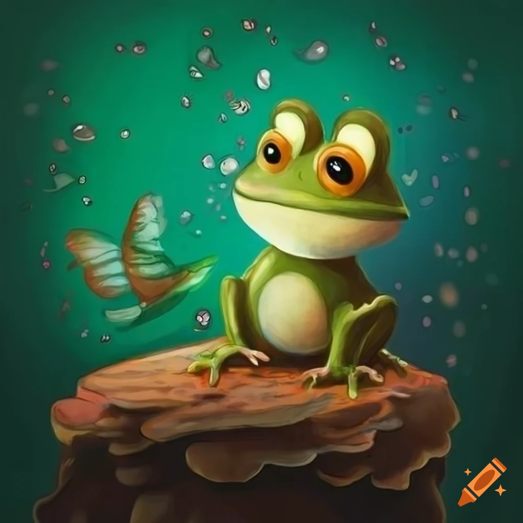 Folk tale frog illustration of a cozy tailored dapper little toad fairy ...