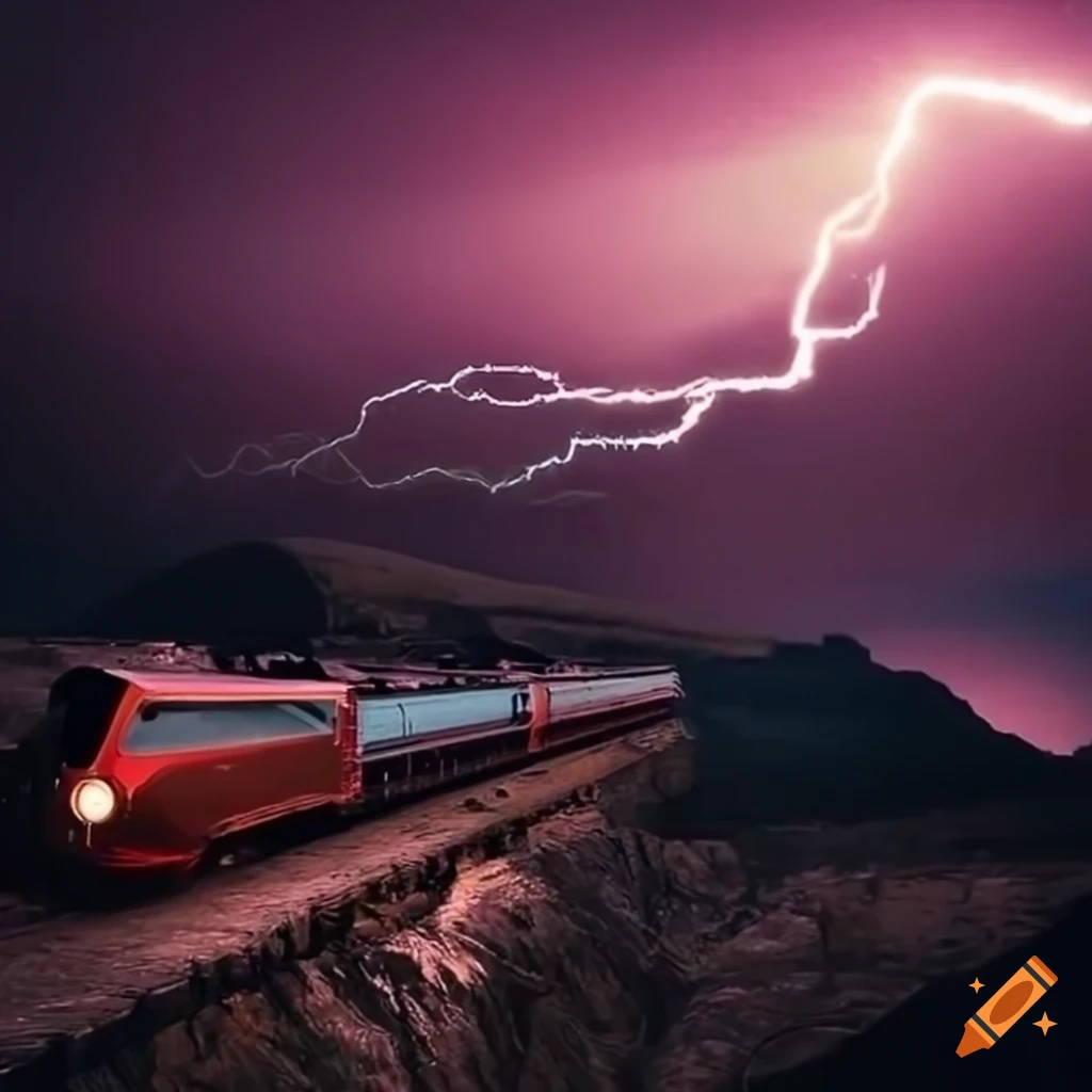Transparent photorealistic lightning train on Craiyon
