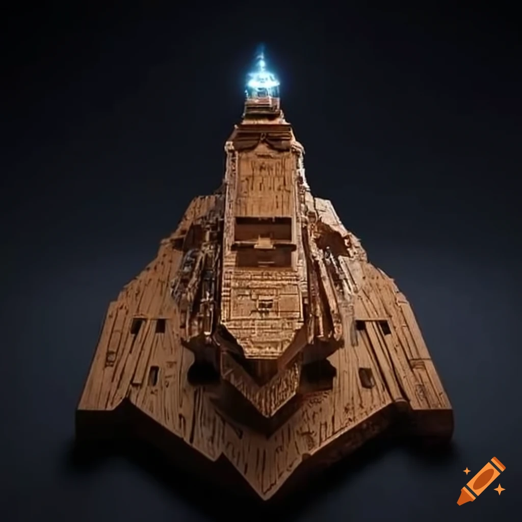 Wooden doubledecker Star Destroyer spaceship on Craiyon