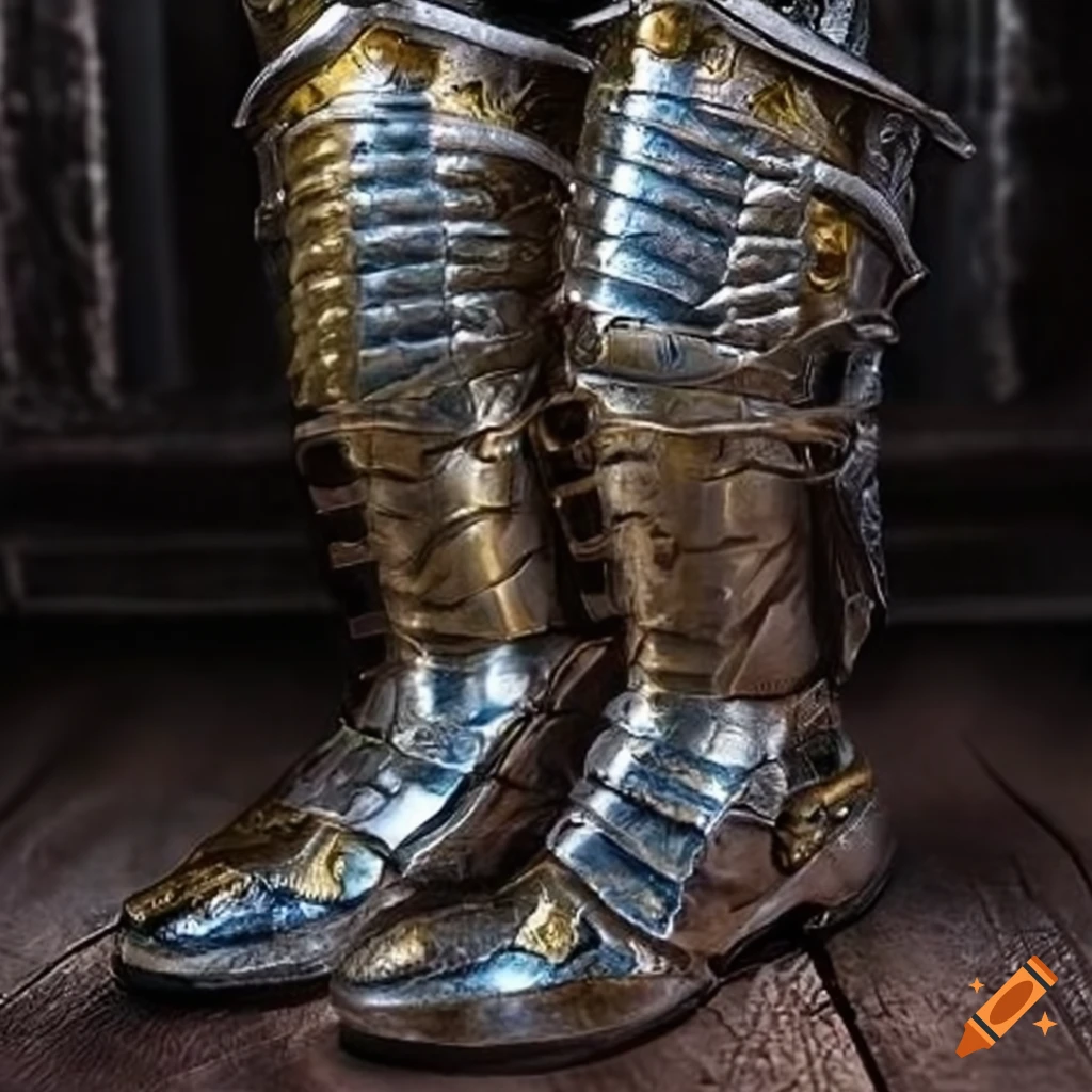 Adorned mithril plated knight boots for an rpg game on Craiyon
