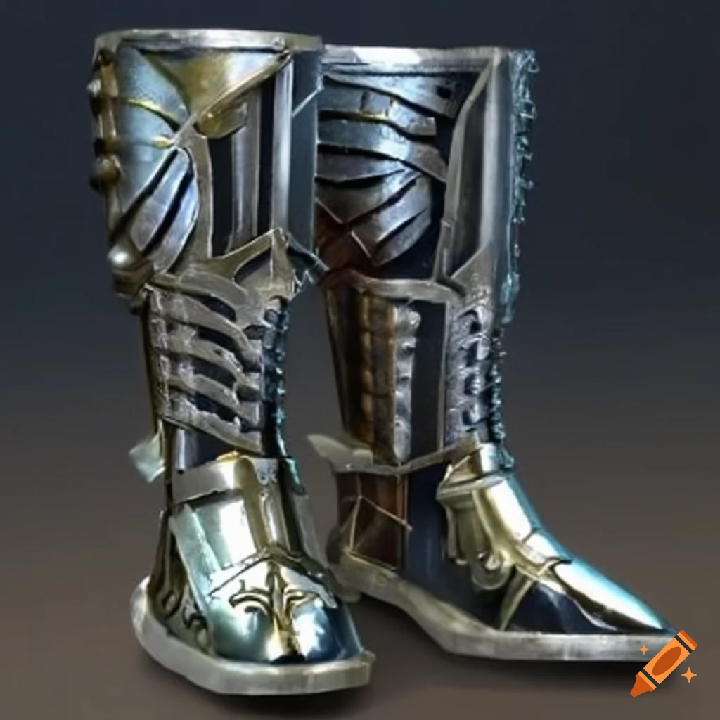 Adorned mithril plated knight boots for rpg game inventory on Craiyon